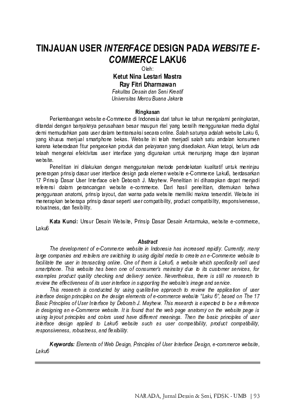 (PDF) Tinjauan User Interface Design Pada Website E-commerce Laku6