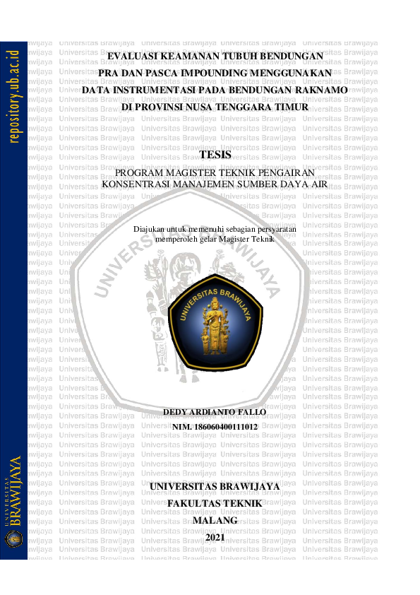 (PDF) Evaluasi Keamanan Tubuh Bendungan Pra dan Pasca Impounding Menggunakan Data Instrumentasi ...