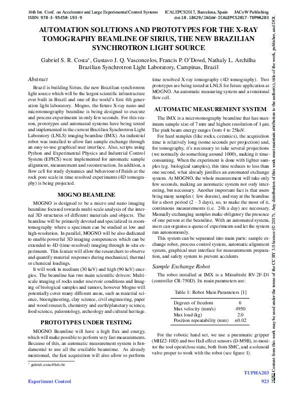 (PDF) Automation Solutions and Prototypes for the X-Ray Tomography ...