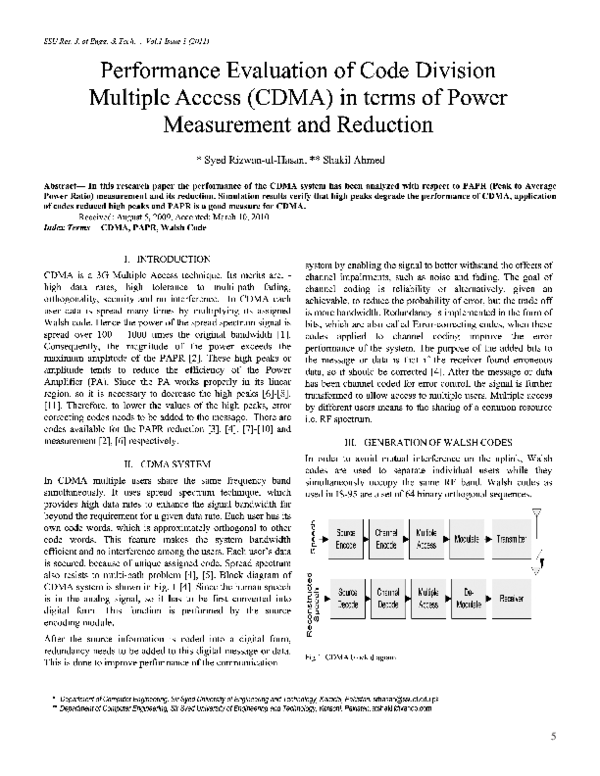 Pdf 2 Performance Evaluation Of Code Division Multiple Access Cdma