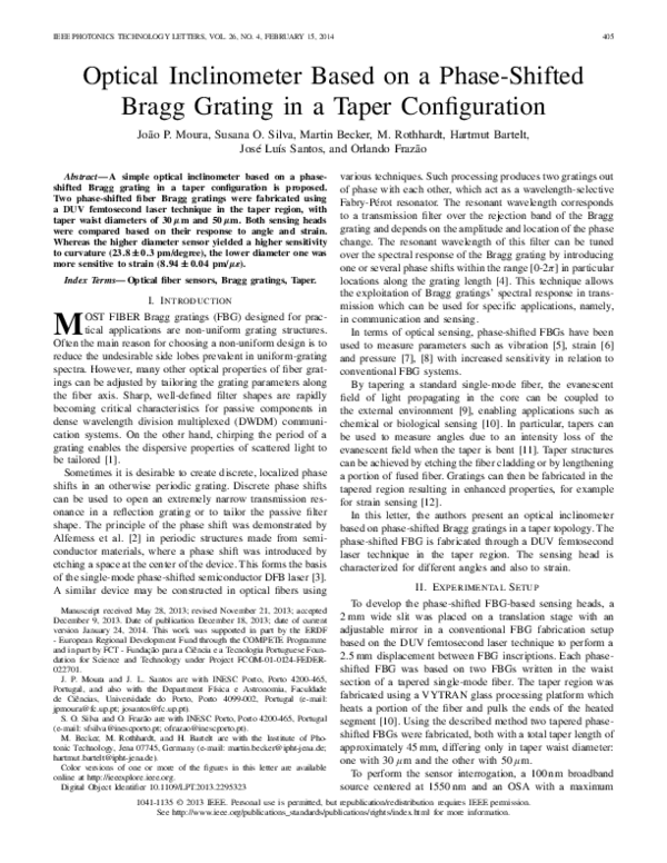 (PDF) Optical Inclinometer Based on a Phase-Shifted Bragg Grating in a ...