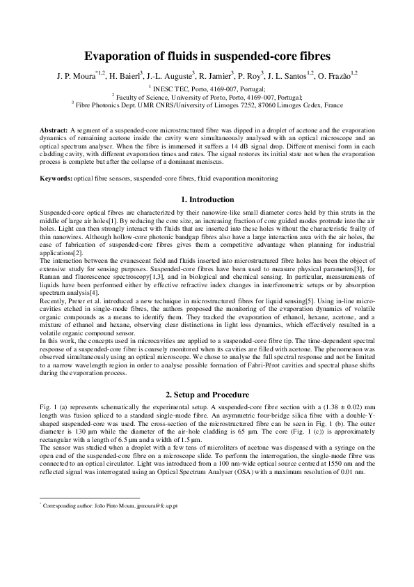 (PDF) Evaporation of fluids in suspended-core fibres