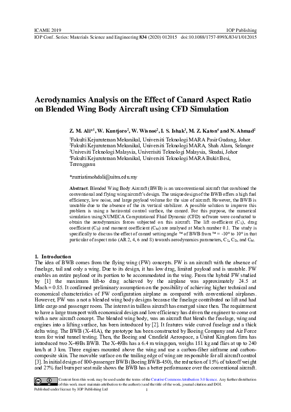Pdf Aerodynamics Analysis On The Effect Of Canard Aspect Ratio On