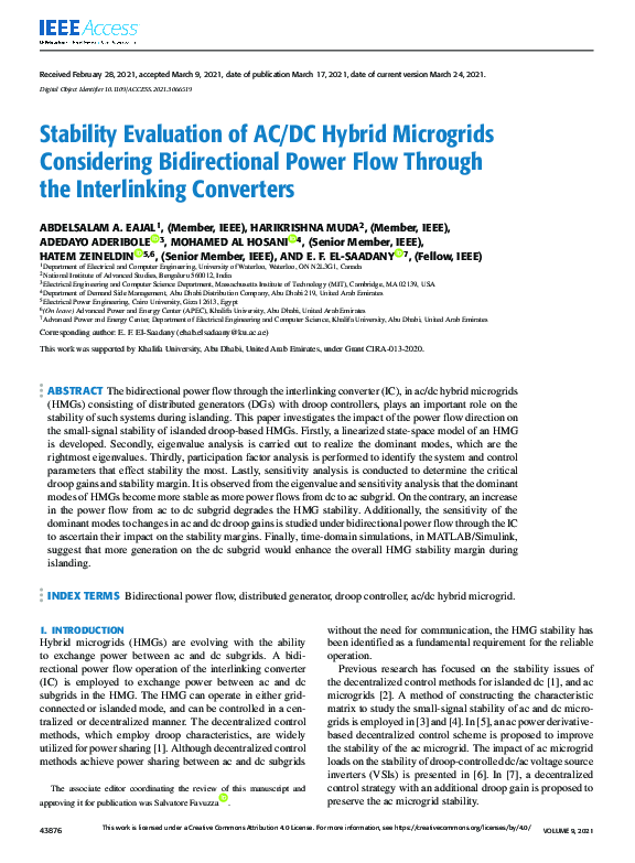 (PDF) Stability Evaluation of AC/DC Hybrid Microgrids Considering ...