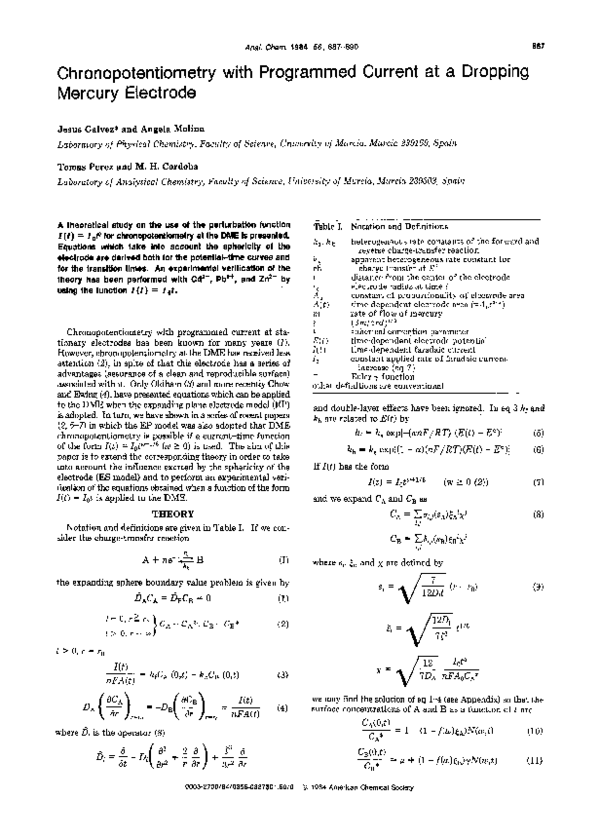 (PDF) Chronopotentiometry with programmed current at a dropping mercury ...