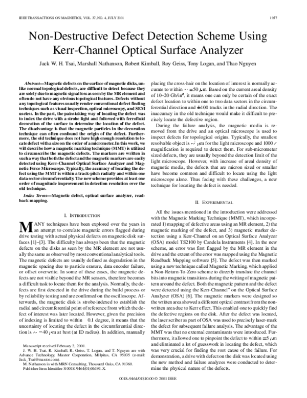 (PDF) Non-destructive defect detection scheme using Kerr-channel optical surface analyzer