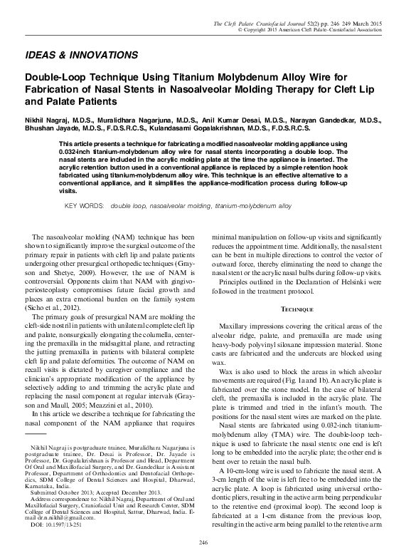 (PDF) Double-Loop Technique Using Titanium-Molybdenum Alloy Wire for ...