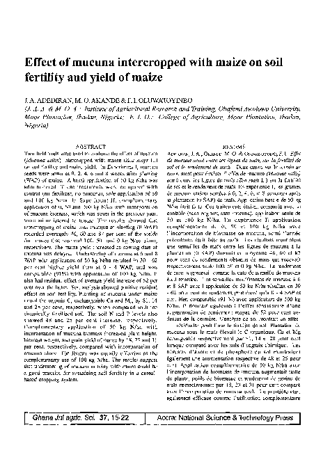 (PDF) Effect of mucuna intercropped with maize on soil fertility and yield of maize