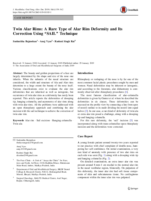 (PDF) Twin Alar Rims: A Rare Type of Alar Rim Deformity and Its ...