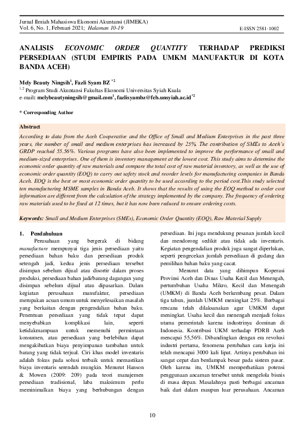 (PDF) Analisis Economic Order Quantity Terhadap Prediksi Persediaan ...