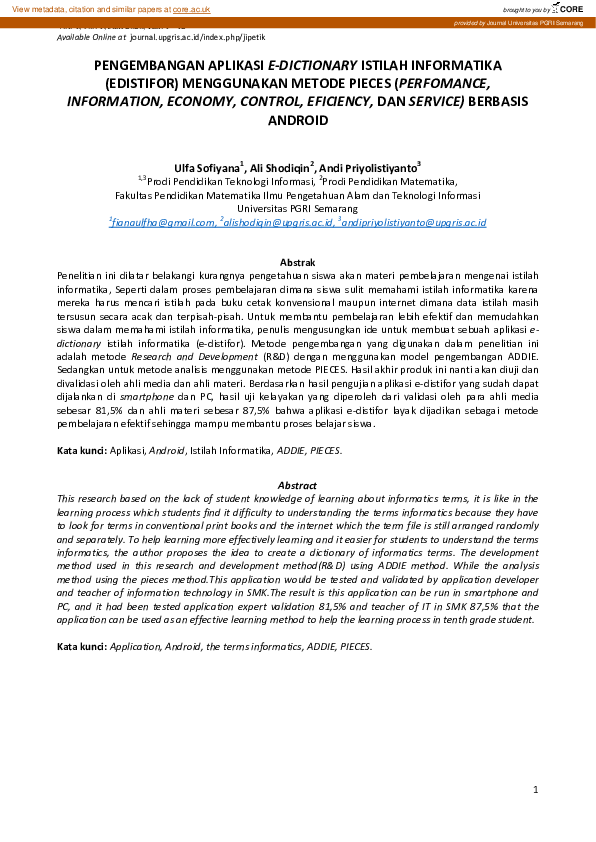 (PDF) Pengembangan Aplikasi E-Dictionary Istilah Informatika (Edistifor ...