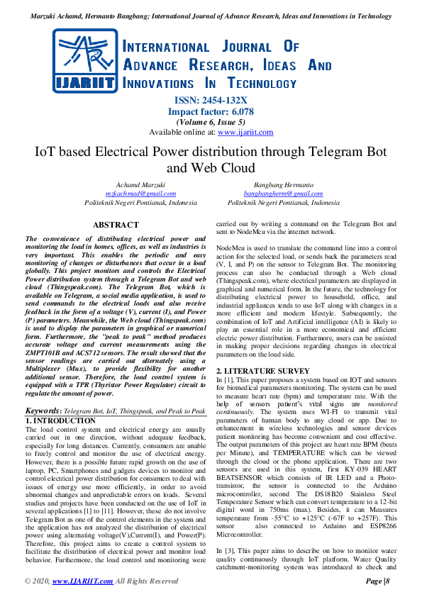(PDF) IoT based Electrical Power distribution through Telegram Bot and ...