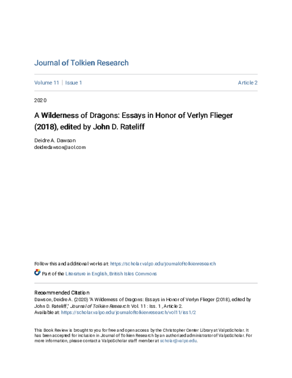 (PDF) A Wilderness of Dragons: Essays in Honor of Verlyn Flieger (2018 ...