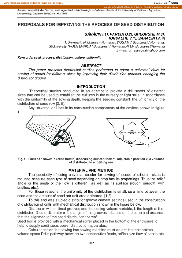 (PDF) Proposals for Improving the Process of Seed Distribution