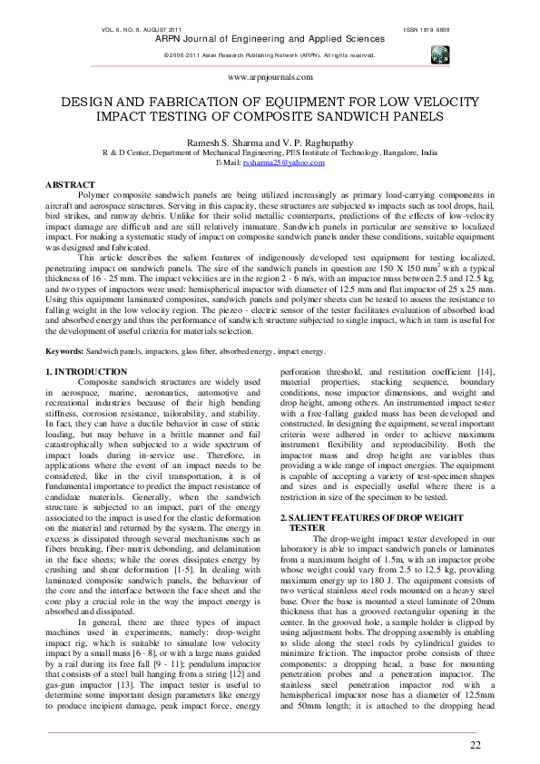 (PDF) Design and Fabrication of Equipment for Low Velocity Impact ...