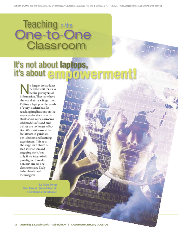 (PDF) Teaching in the One-to-One Classroom: It's Not about Laptops, It ...