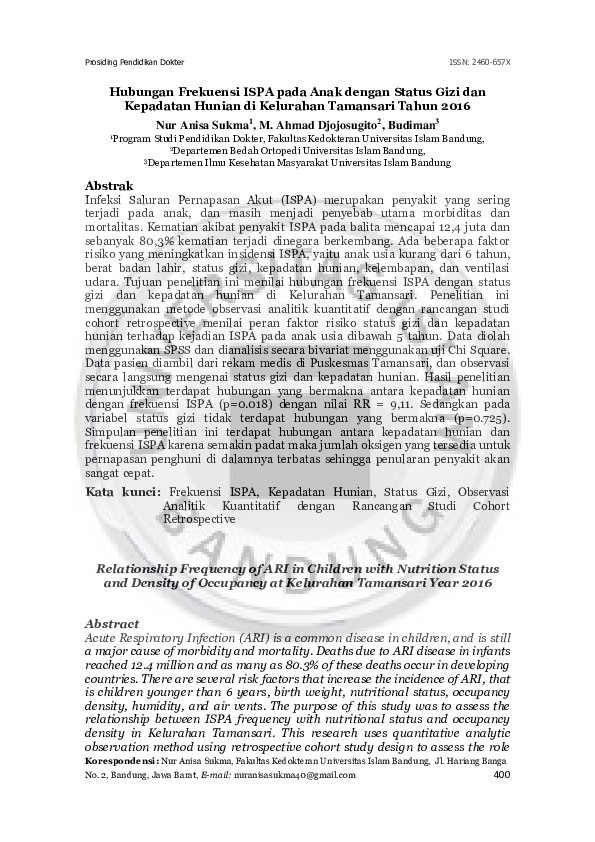(PDF) Hubungan Frekuensi ISPA pada Anak dengan Status Gizi dan ...