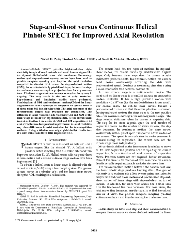 (PDF) Step-and-shoot versus continuous helical pinhole SPECT for ...