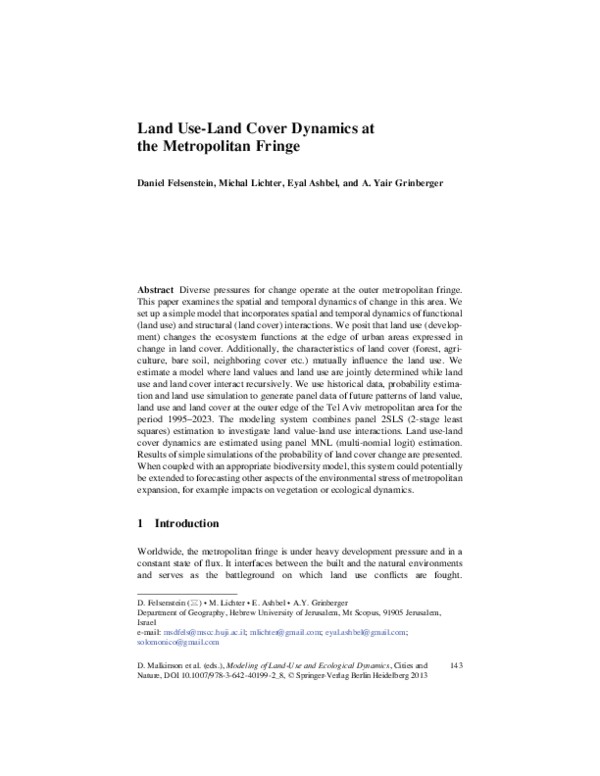 (PDF) Land Use-Land Cover Dynamics at the Metropolitan Fringe