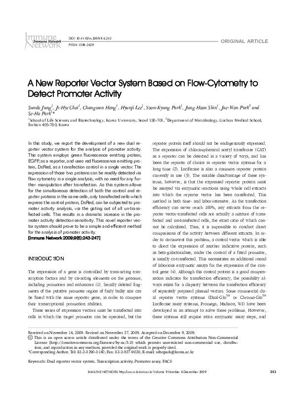 (PDF) A New Reporter Vector System Based on Flow-Cytometry to Detect ...