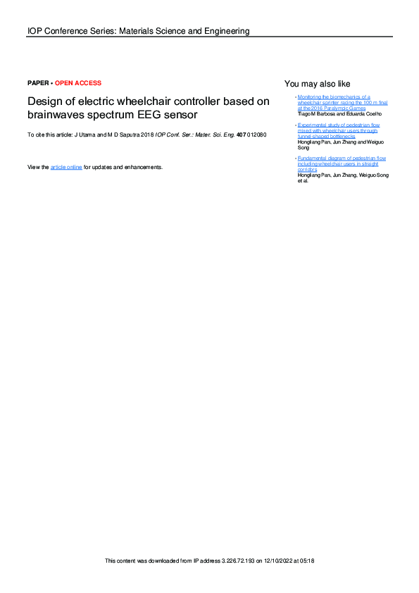 (PDF) Design of electric wheelchair controller based on brainwaves spectrum EEG sensor