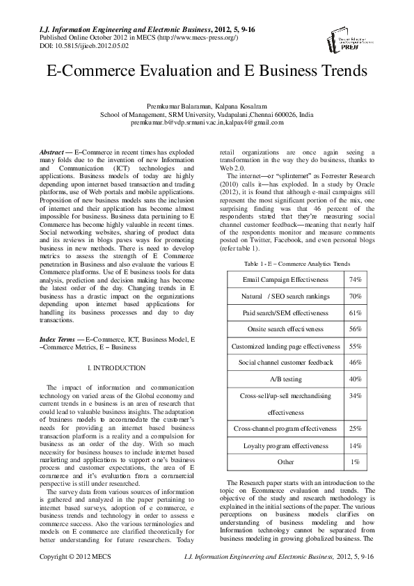 (PDF) E-Commerce Evaluation and E Business Trends