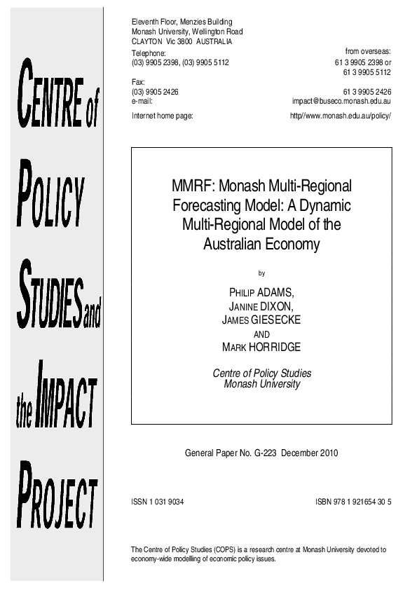 (PDF) MMRF: Monash Multi-Regional Forecasting Model: A dynamic multi ...