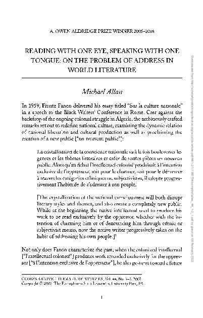 (PDF) Reading with One Eye, Speaking with One Tongue: On the Problem of ...