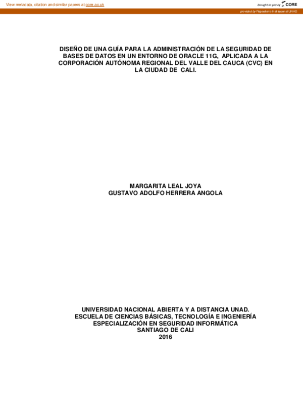 (PDF) Diseño de una guía para la administración de la seguridad de bases de datos en un entorno ...