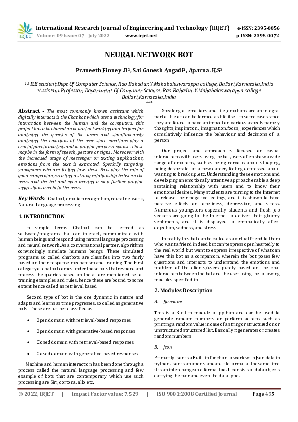 (PDF) NEURAL NETWORK BOT