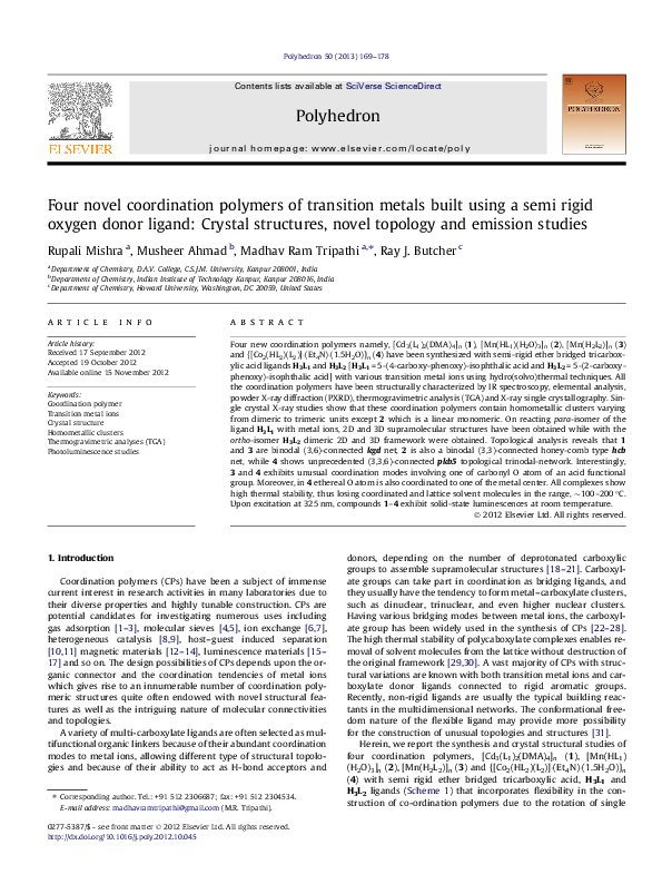 (PDF) Four novel coordination polymers of transition metals built using ...