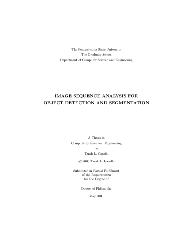 Pdf Image Sequence Analysis For Object Detection And Segmentation 9407