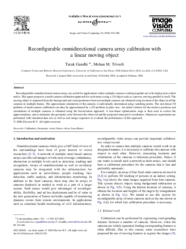 Pdf Reconfigurable Omnidirectional Camera Array Calibration With A Linear Moving Object