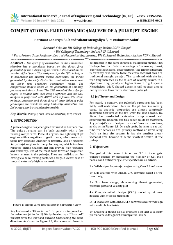 (PDF) COMPUTATIONAL FLUID DYNAMIC ANALYSIS OF A PULSE JET ENGINE