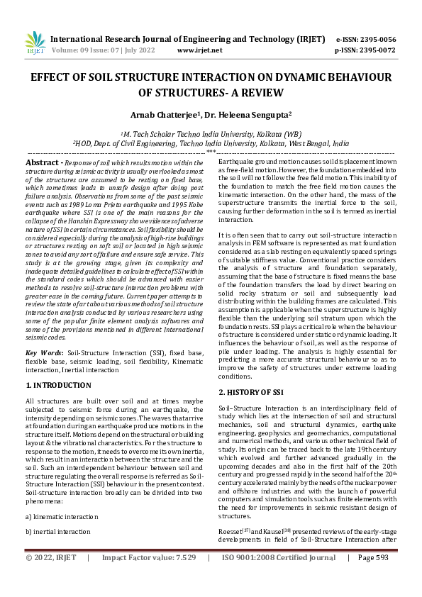 (PDF) EFFECT OF SOIL STRUCTURE INTERACTION ON DYNAMIC BEHAVIOUR OF STRUCTURES-A REVIEW