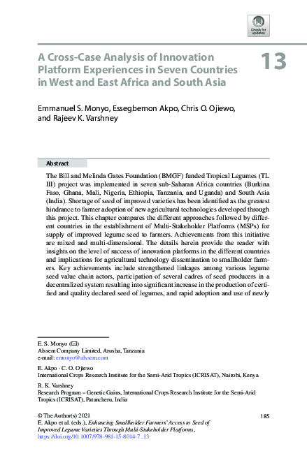 (PDF) A Cross-Case Analysis of Innovation Platform Experiences in Seven ...