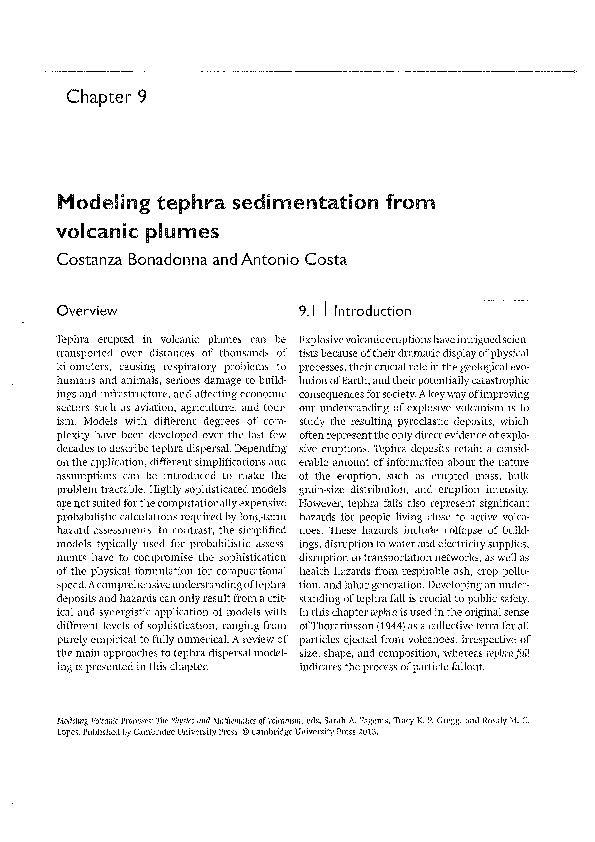 (PDF) Modeling of tephra sedimentation from volcanic plumes