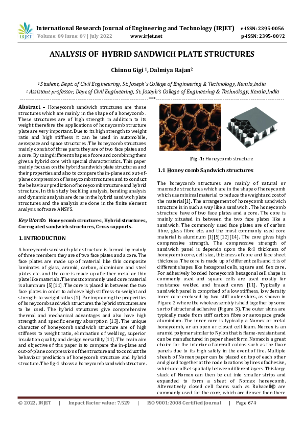(PDF) ANALYSIS OF HYBRID SANDWICH PLATE STRUCTURES