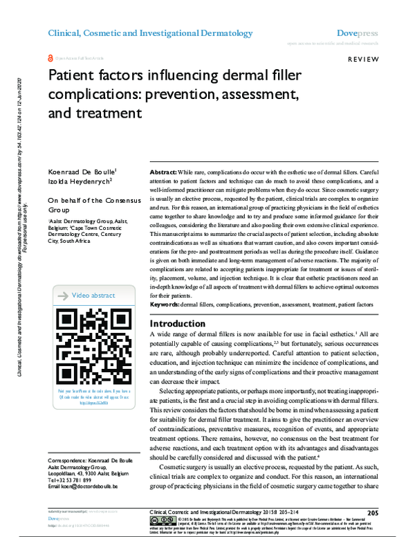 (PDF) Patient factors influencing dermal filler complications ...