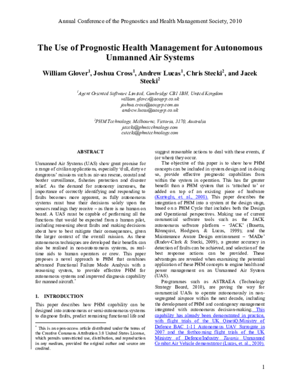 (PDF) The Use of Prognostic Health Management for Autonomous Unmanned ...
