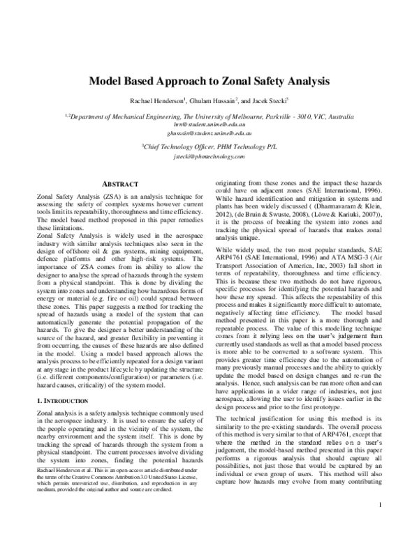 (PDF) Model Based Approach to Zonal Safety Analysis
