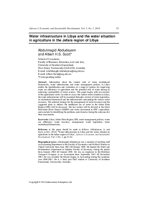 (PDF) Water infrastructure in Libya and the water situation in ...