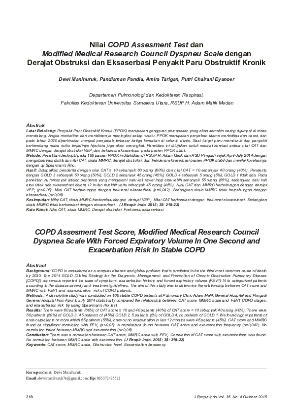 (PDF) Nilai COPD Assesment Test dan Modified Medical Research Council ...