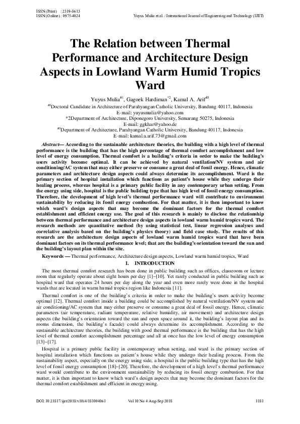 (PDF) The Relation between Thermal Performance and Architecture Design ...