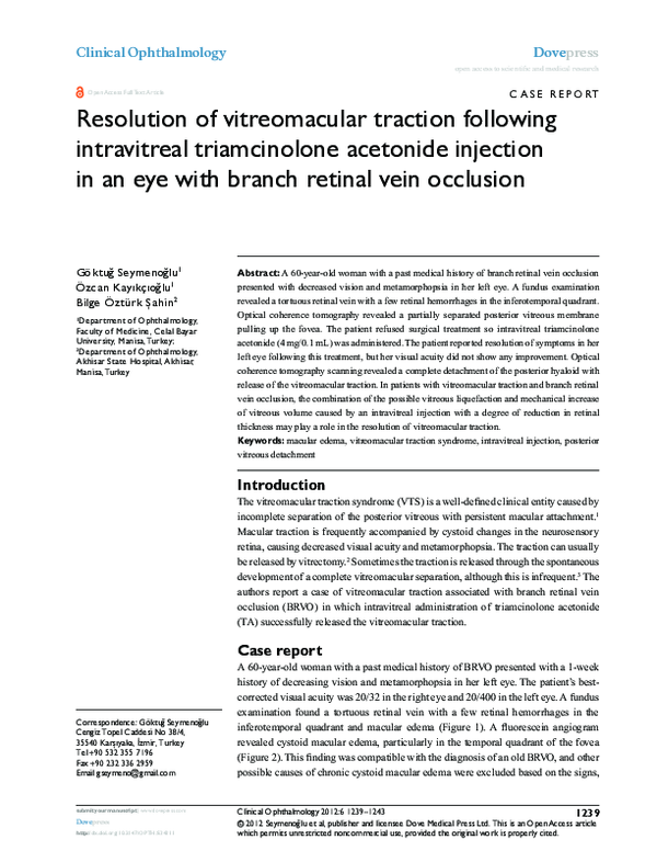 (PDF) Resolution of vitreomacular traction following intravitreal ...