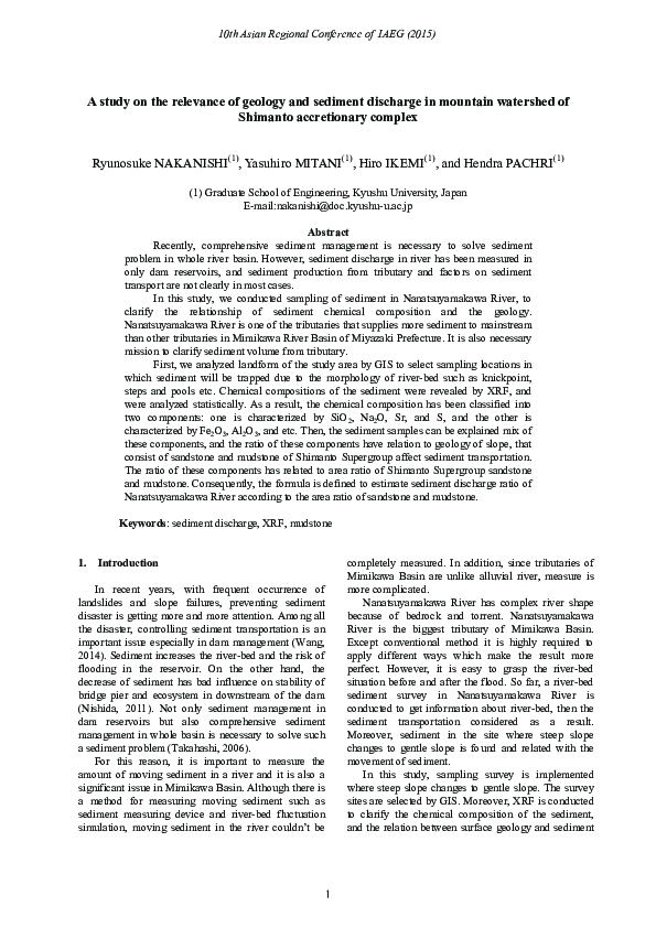 (PDF) A study on the relevance of geology and sediment discharge in mountain watershed of ...