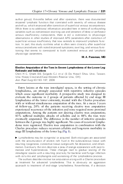 (PDF) Elective Amputation of the Toes in Severe Lymphedema of the Lower Leg