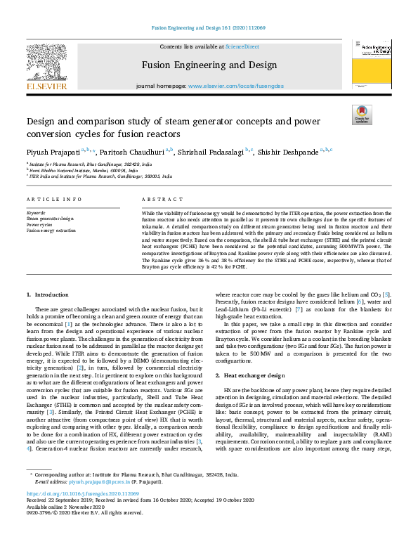 (PDF) Design and comparison study of steam generator concepts and power conversion cycles for ...