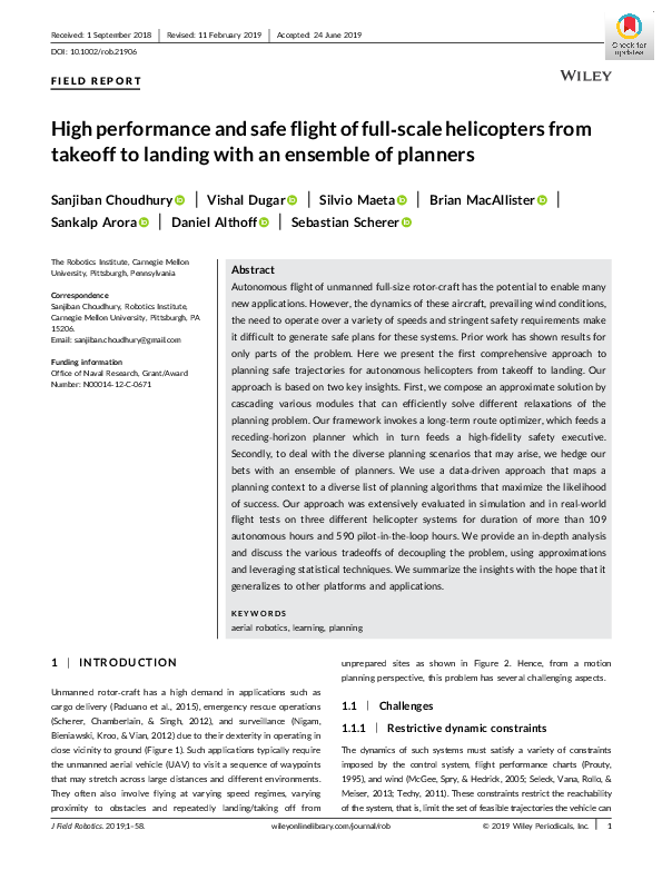 (PDF) High performance and safe flight of full‐scale helicopters from ...