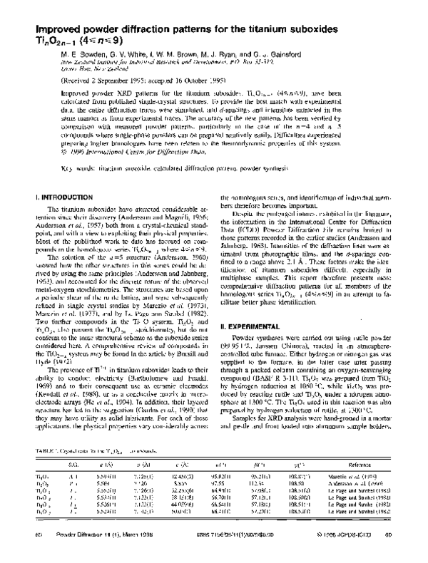 (PDF) Improved powder diffraction patterns for the titanium suboxides ...